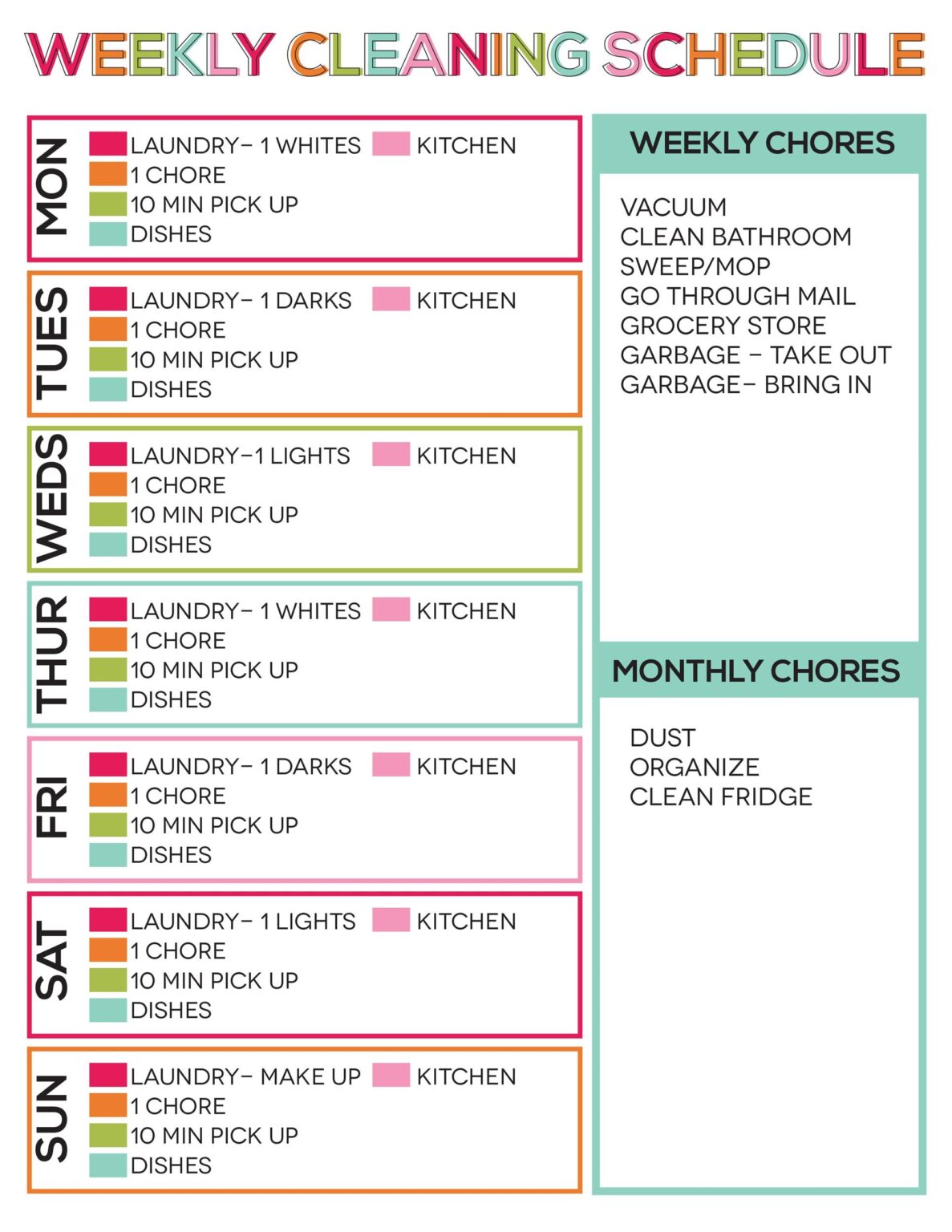 Printable Housekeeping Cleaning Checklist - Printable JD
