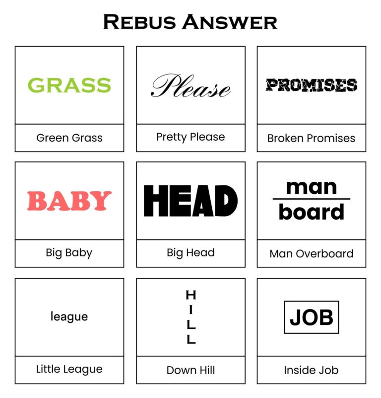 Printable Rebus Puzzles With Answers - Printable JD