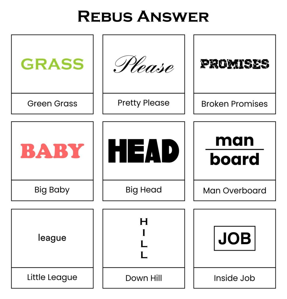 Printable Rebus Puzzles With Answers - Printable JD