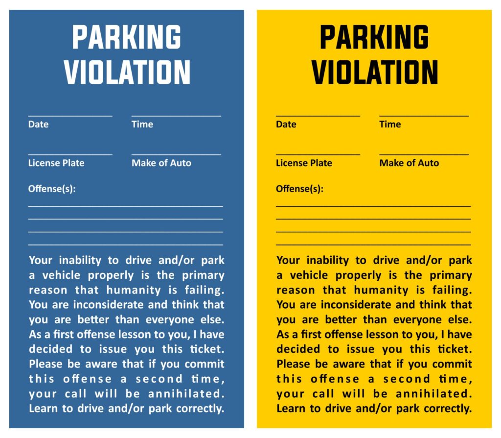 Printable Violation Tickets - Printable JD