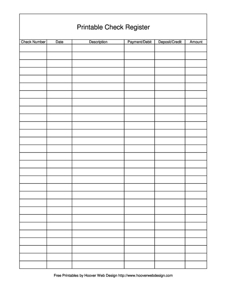 Printable Check Register - Printable JD