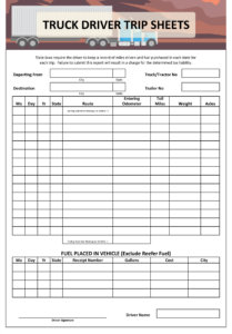 Printable Trip Sheets - Printable JD