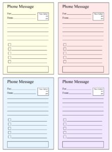 Printable Telephone Message Template - Printable JD