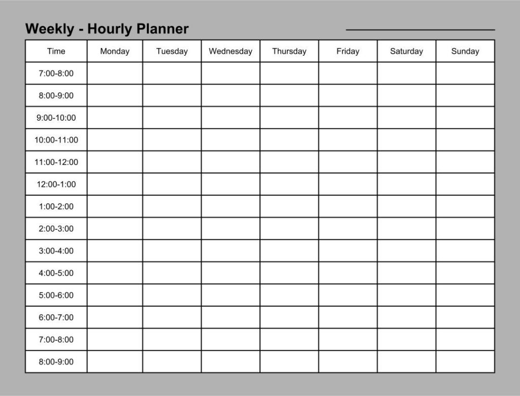 Printable Weekly Hourly Calendar - Printable JD