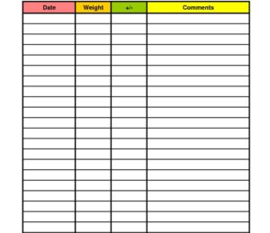 Printable Daily Weight Chart - Printable JD
