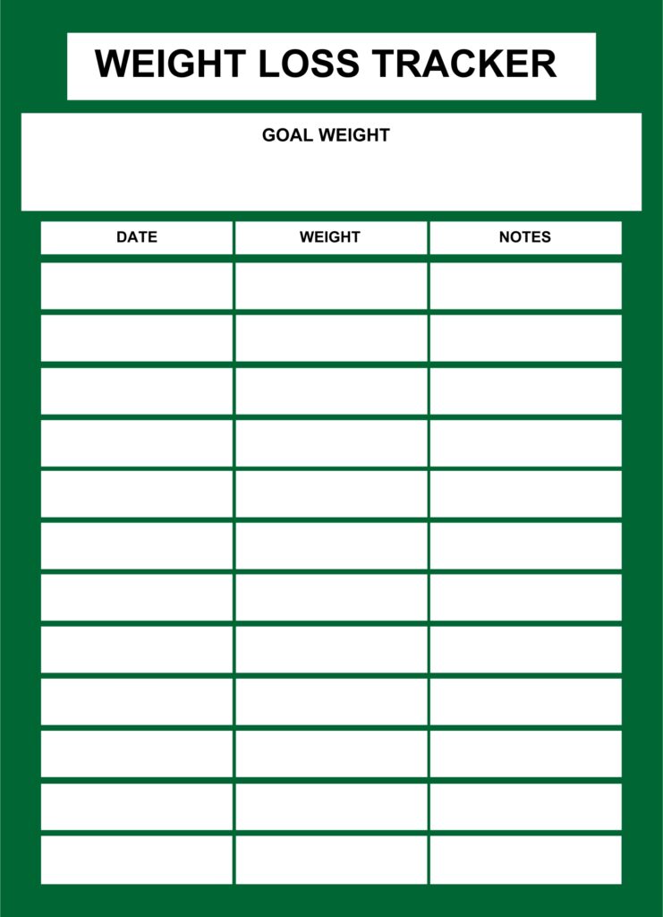 Printable Daily Weight Chart - Printable JD