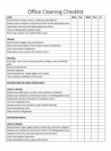 Printable Maid Service Checklist - Printable JD