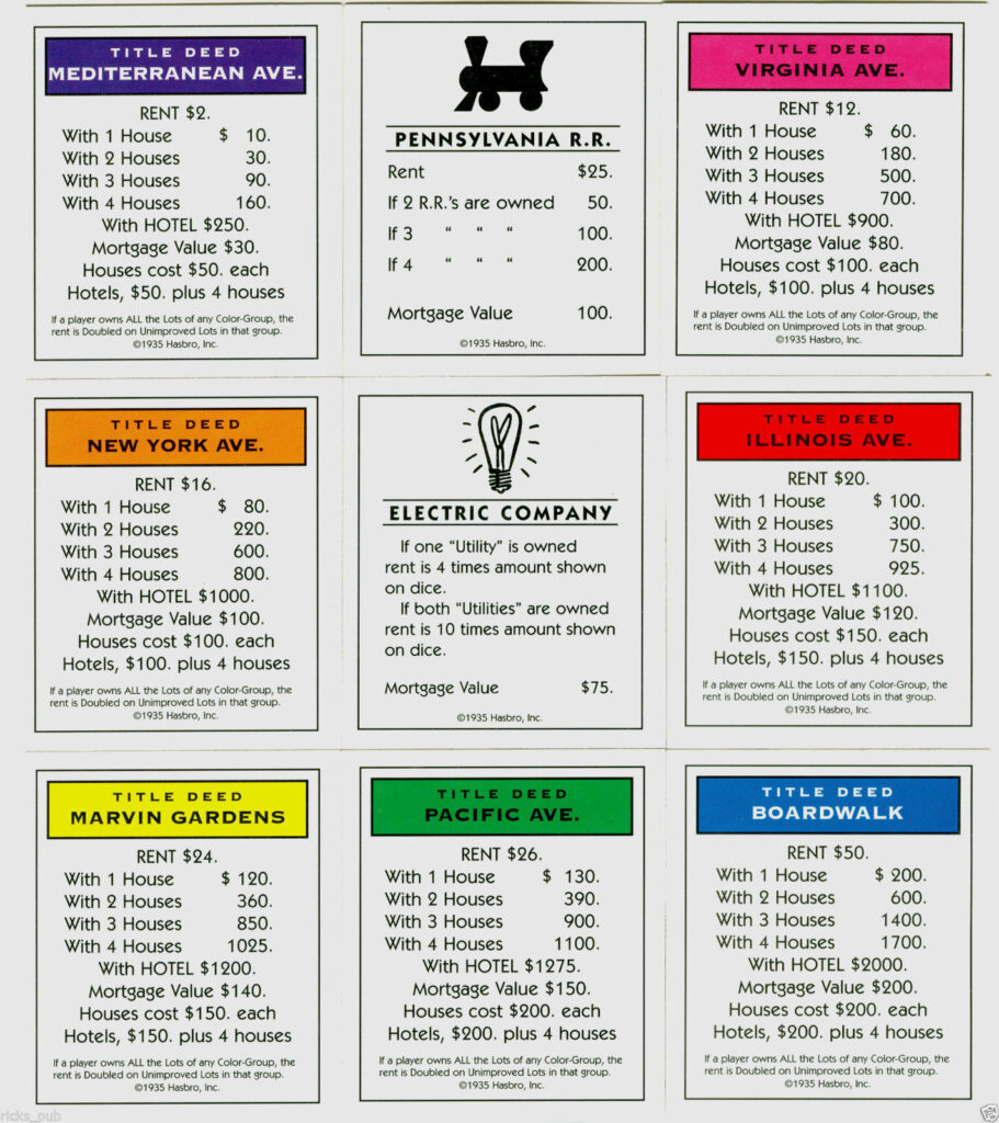 Printable Monopoly Cards - Printable JD