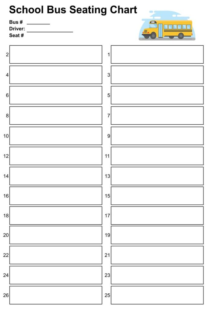 Printable School Bus Seating Chart - Printable JD