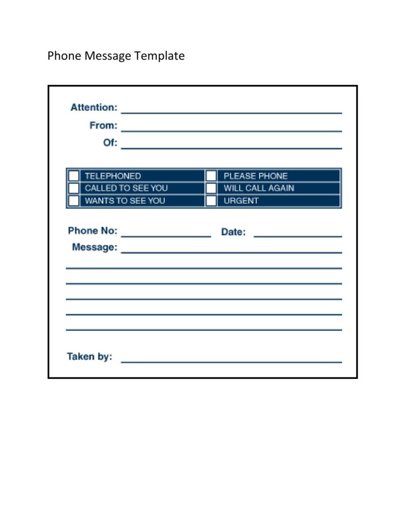 Printable Telephone Message Template - Printable JD