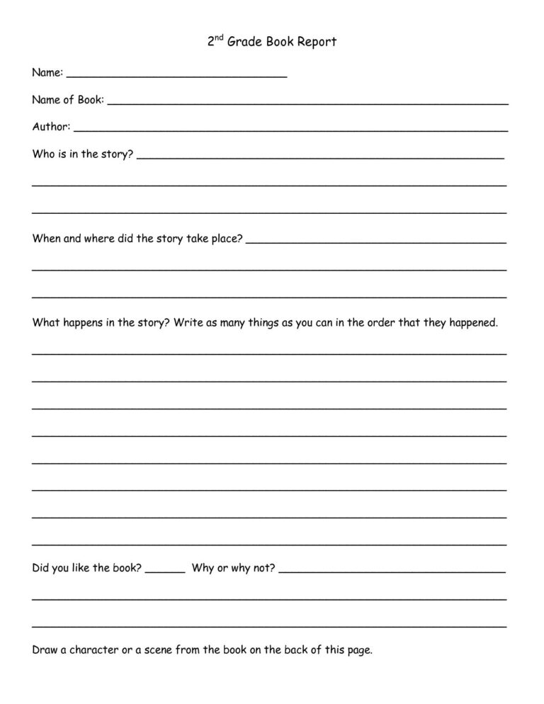 Printable Book Report Forms - Printable JD