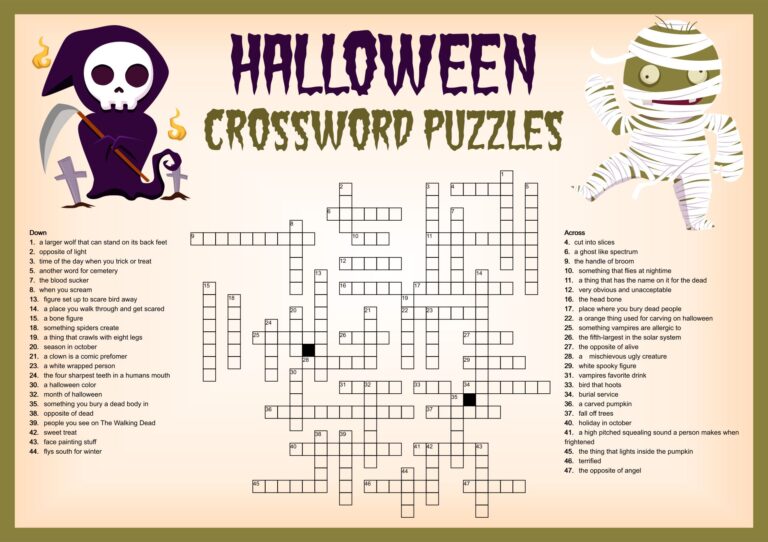 Printable Halloween Crossword Puzzles - Printable JD