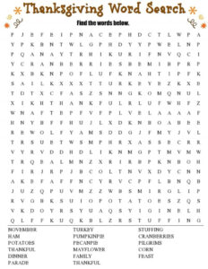 Printable Thanksgiving Word Search Puzzles - Printable JD