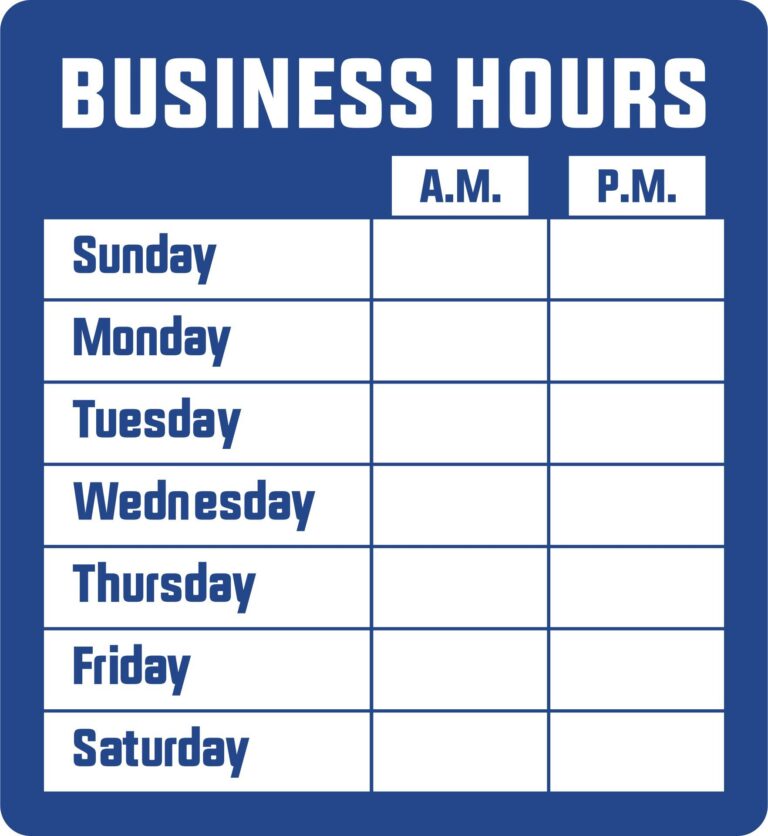 Printable Business Hours Sign Template - Printable JD
