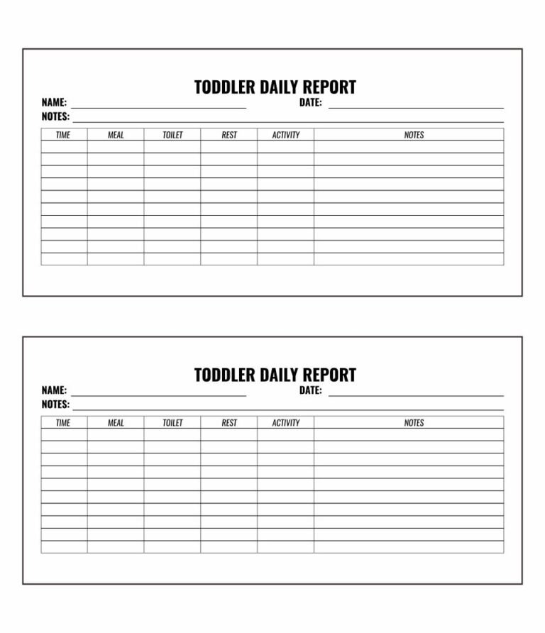 Printable Daily Sheets For Toddlers - Printable JD