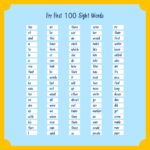 Printable First 100 Sight Words - Printable JD