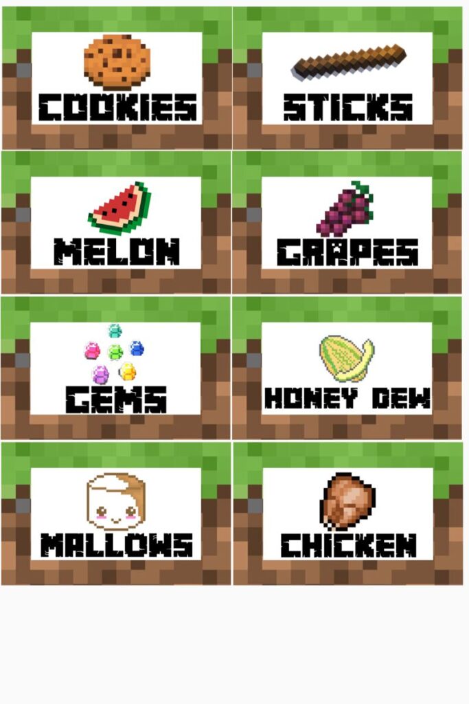 Printable Minecraft Food Card - Printable JD