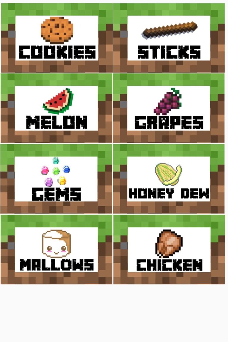 Printable Minecraft Food Card - Printable JD