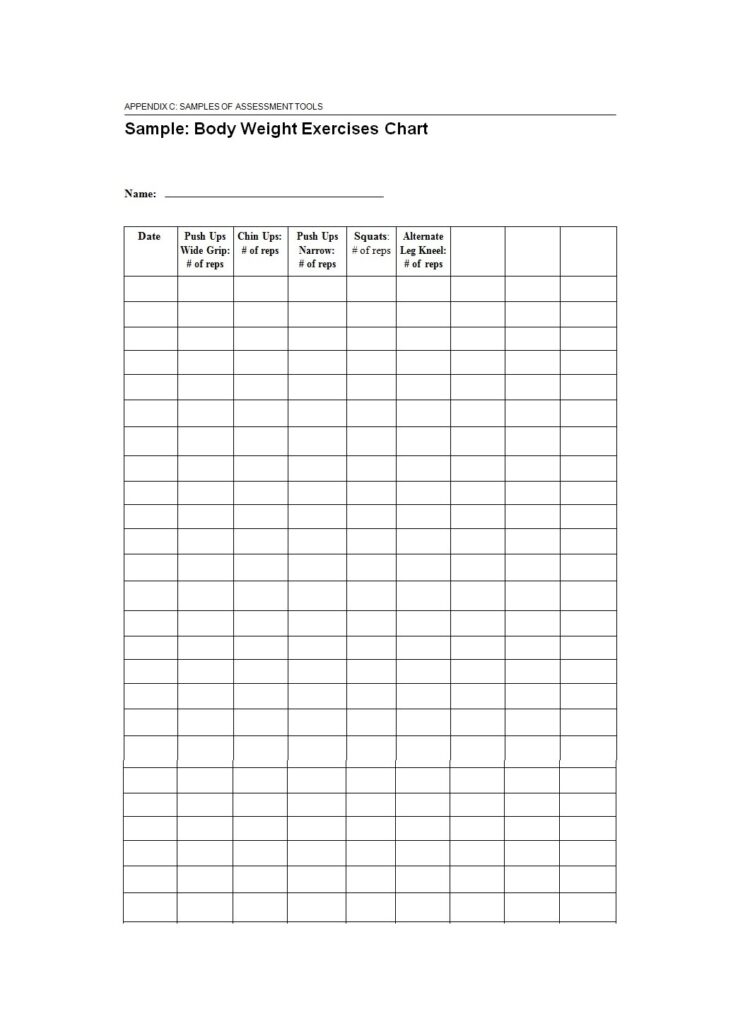 Printable Weight Lifting Workouts Charts - Printable JD