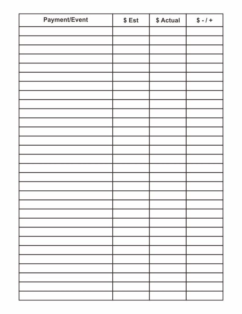 Printable 4 Column Sheet - Printable JD