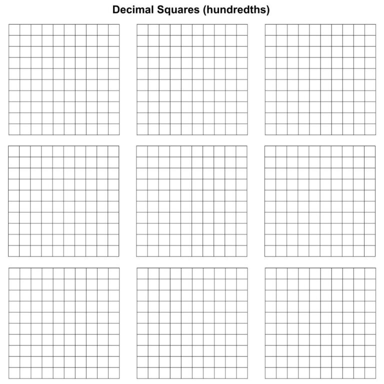 Printable Blank Hundredths Grids - Printable JD