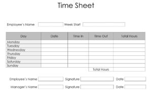 Printable Blank Timesheets - Printable JD