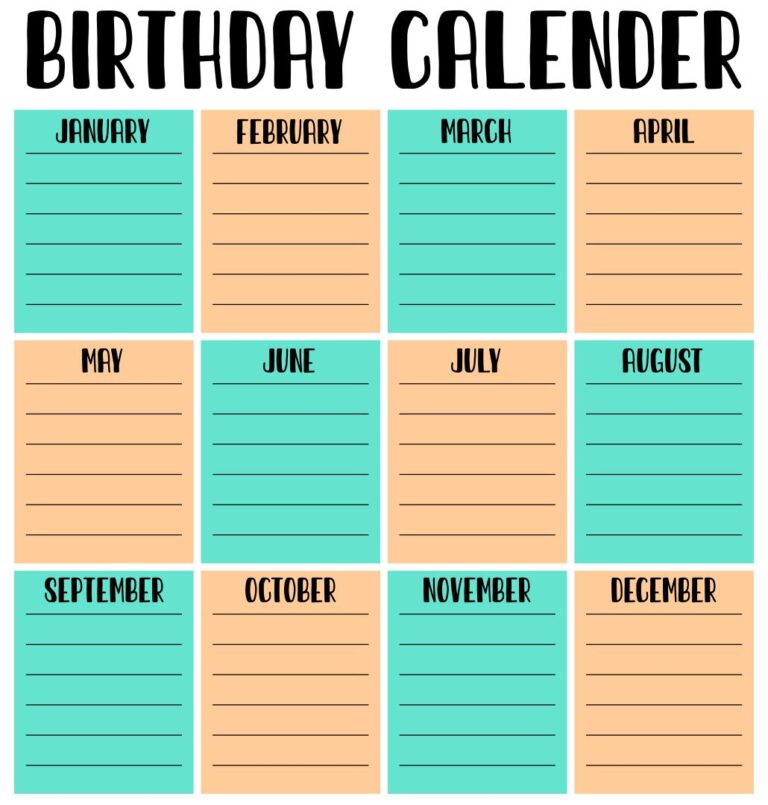 Printable Office Birthday List - Printable JD