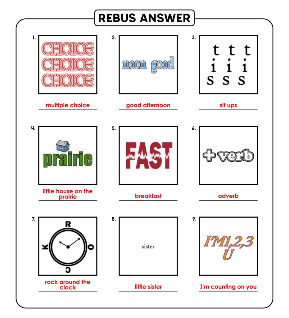 Printable Rebus Puzzle Brain Teasers - Printable JD