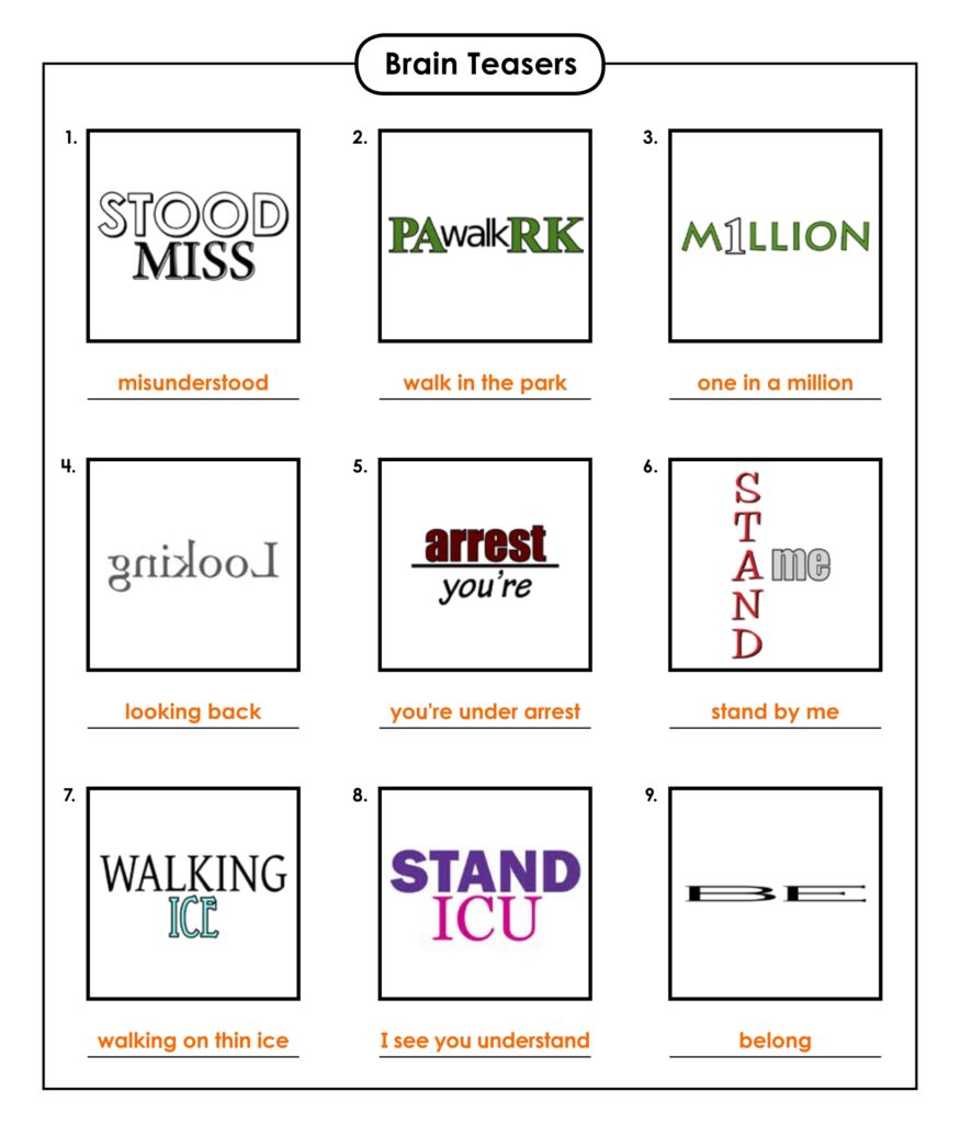Printable Rebus Puzzle Brain Teasers - Printable JD