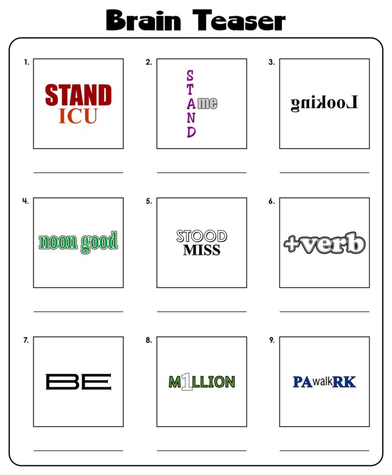 Printable Rebus Puzzle Brain Teasers - Printable JD