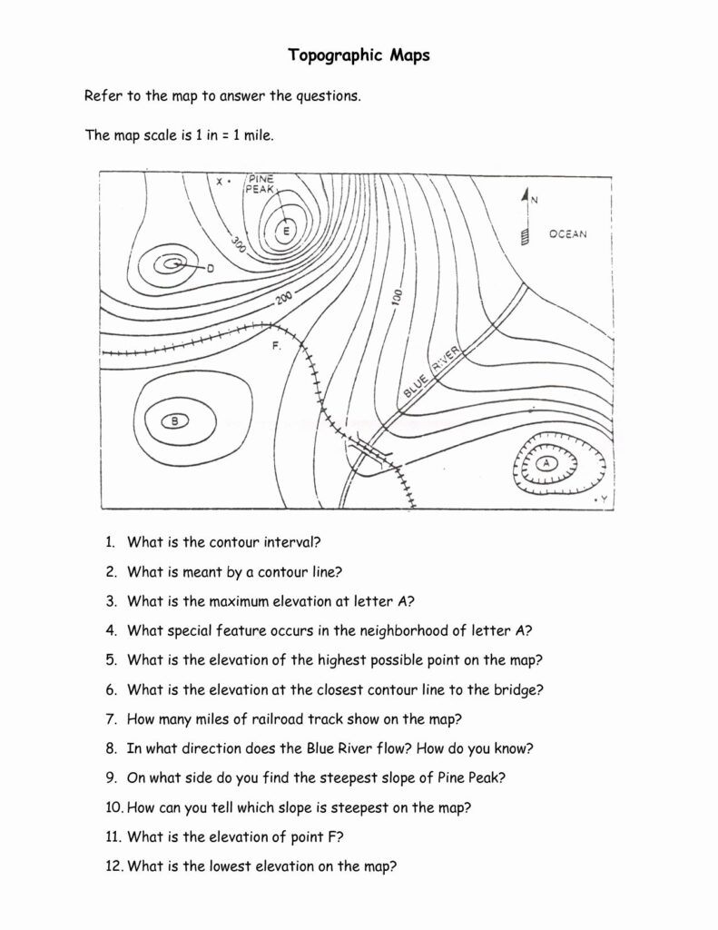 Printable Topographic Map Worksheets - Printable JD