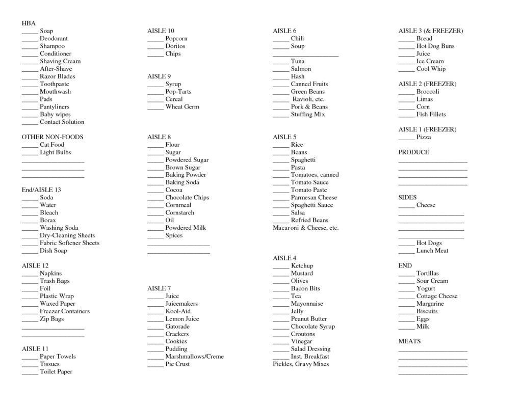 Printable Walmart Grocery List - Printable JD Printable Walmart Grocery List - Printable JD