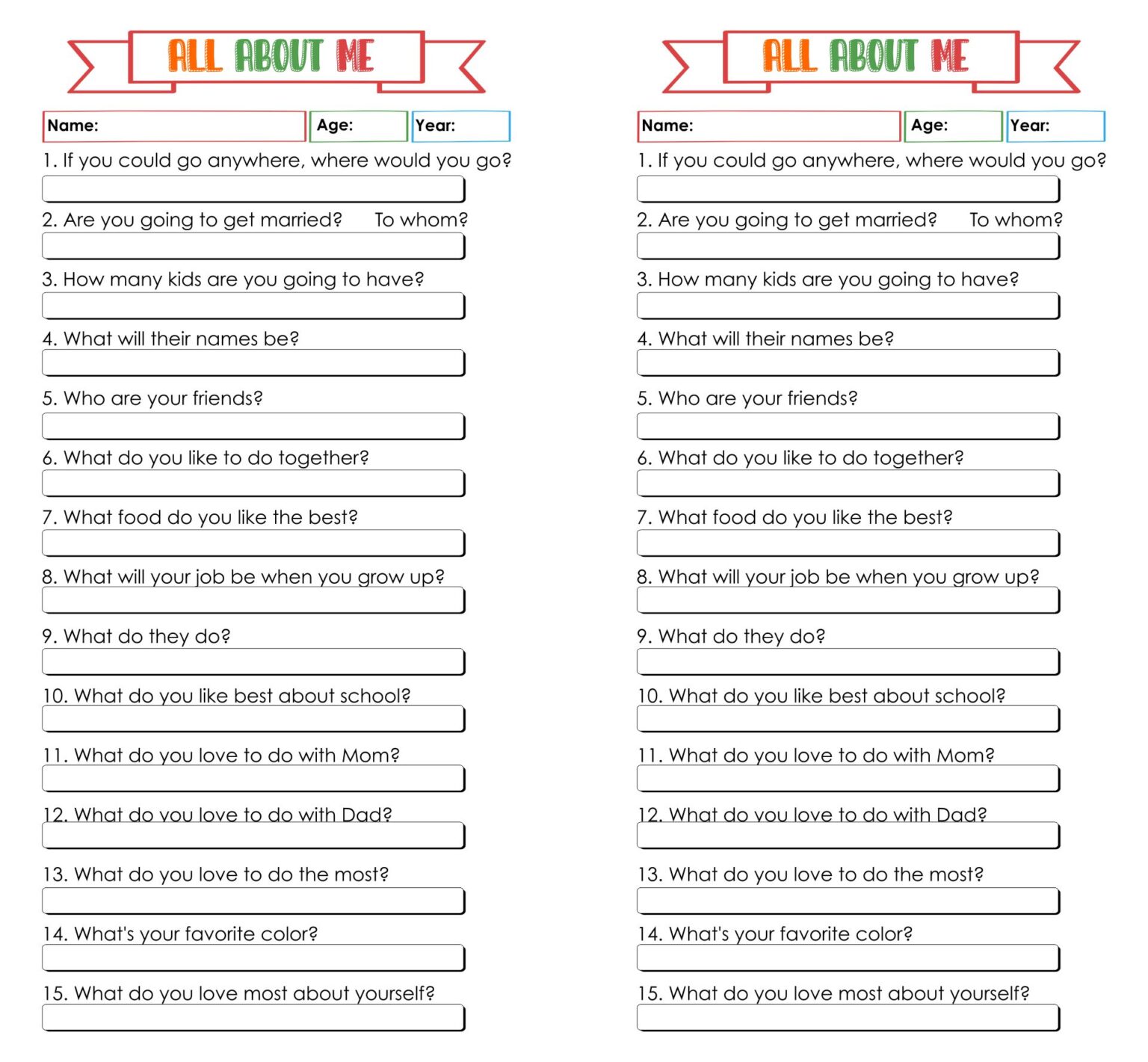 Printable Worksheets About Me Adult - Printable JD