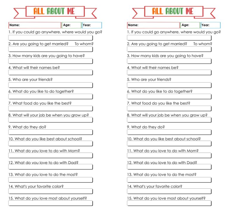 Printable Worksheets About Me Adult - Printable JD
