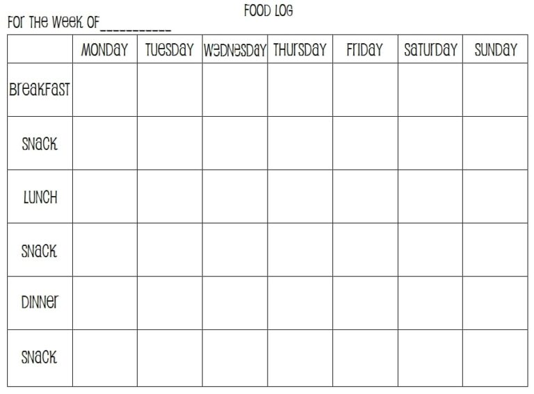 Printable 7 Day Food Journal - Printable JD