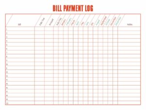 Printable Bill Payment Chart - Printable JD