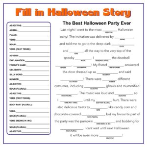 Printable Halloween Fill In The Blank Stories - Printable JD