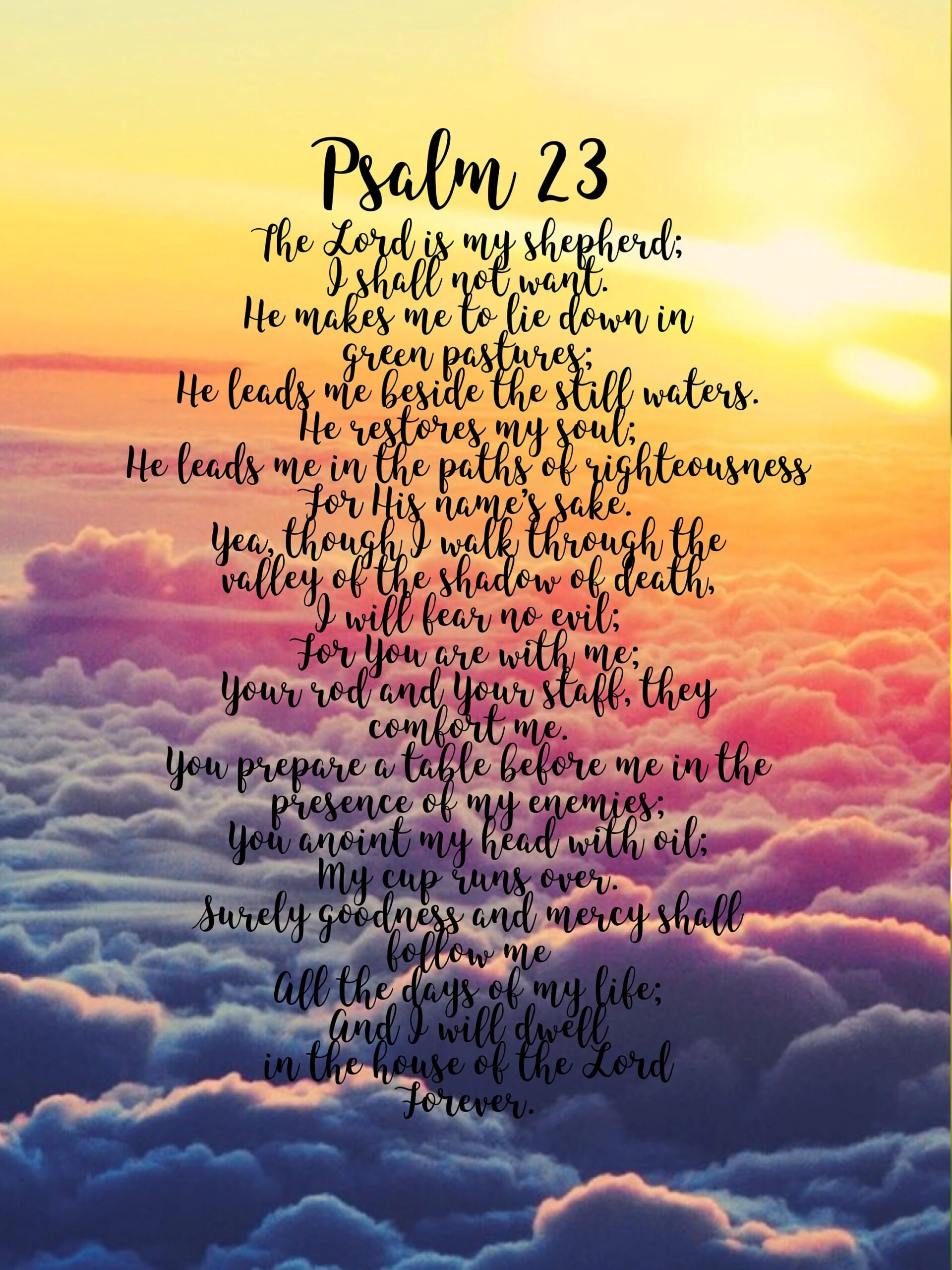 Printable 23 Psalms Prayer Printable JD