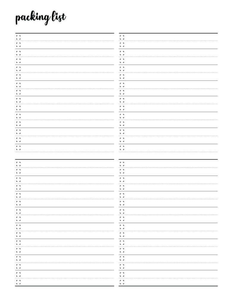 Printable Blank List - Printable JD