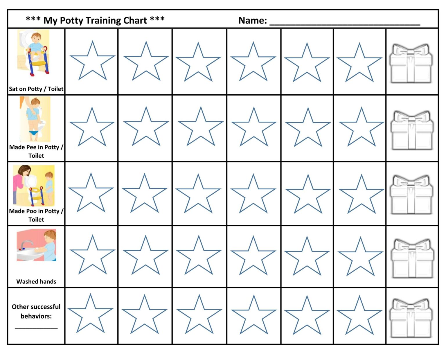 Printable Blank Weekly Potty Chart Templates - Printable JD