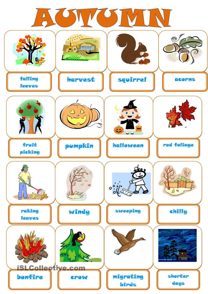 Printable Fall Vocabulary Words - Printable JD