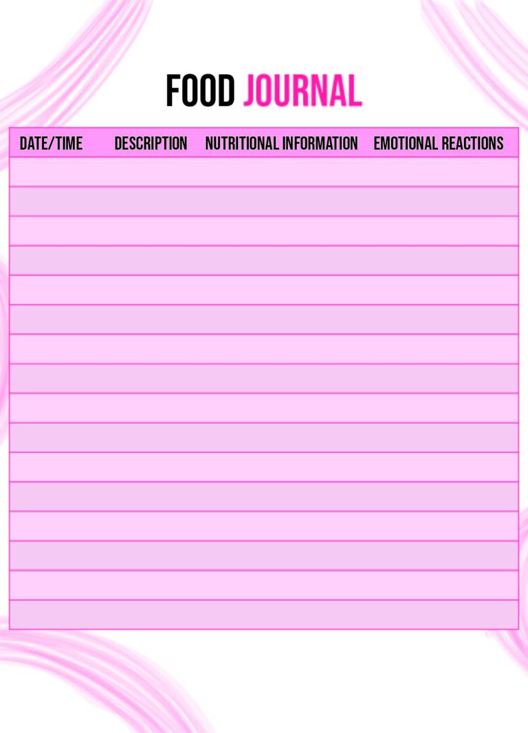 Printable Food Journal Worksheet - Printable JD Printable Food Journal Worksheet - Printable JD