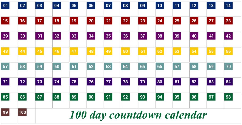 Printable From 100 Countdown - Printable JD