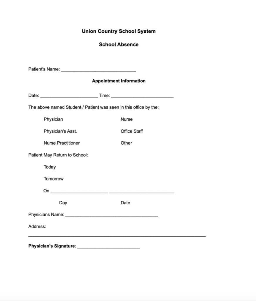 Printable Return To School Notes - Printable JD