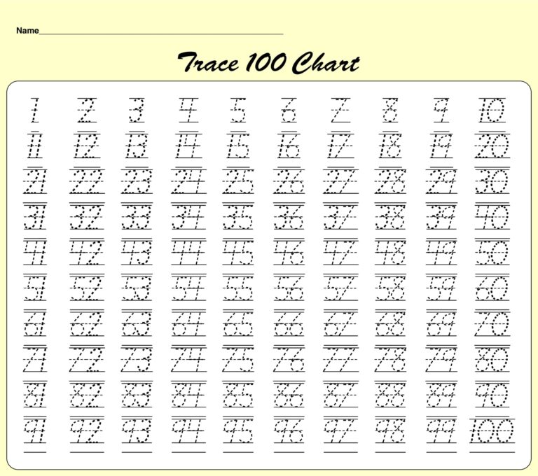 Printable Traceable 100 Chart - Printable JD