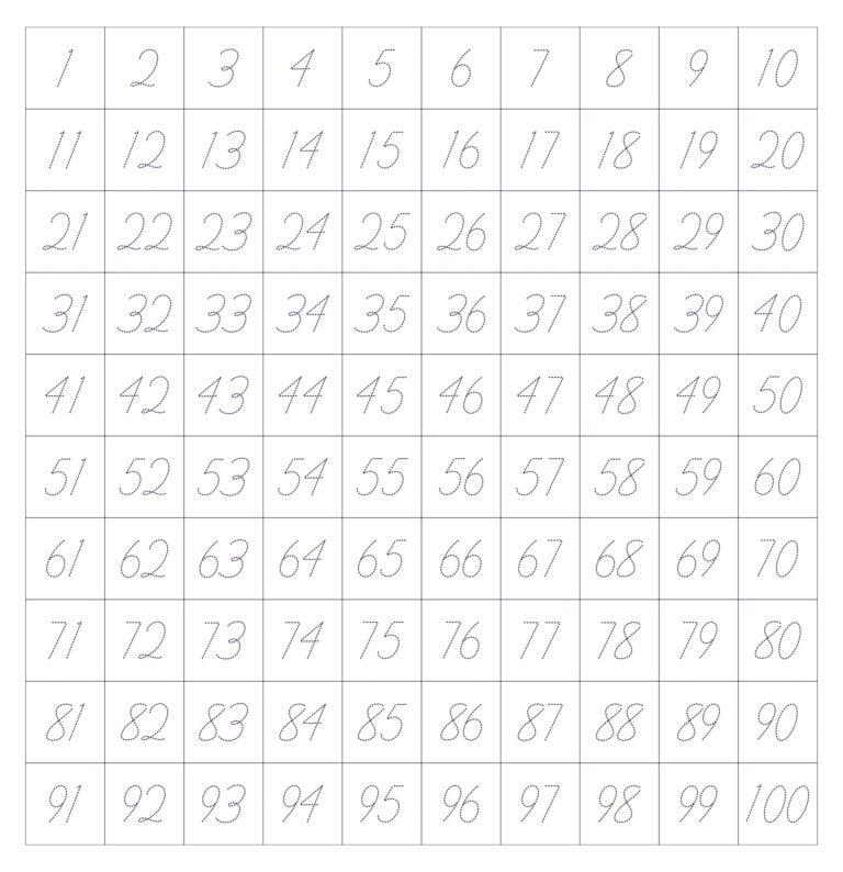 Printable Traceable 100 Chart - Printable JD