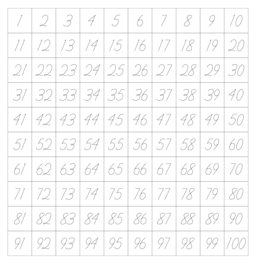 Printable Traceable 100 Chart - Printable JD