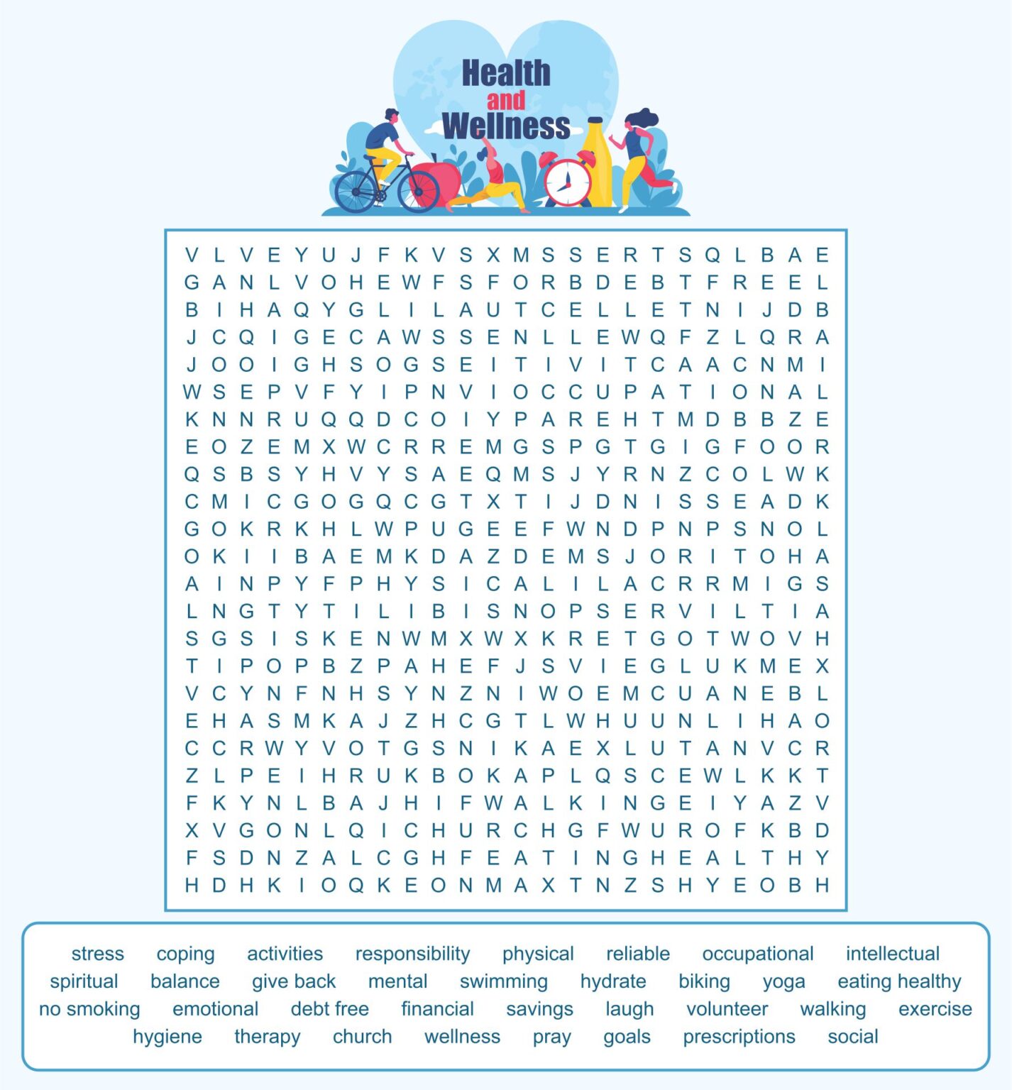 Printable Wellness Word Search Puzzle - Printable JD