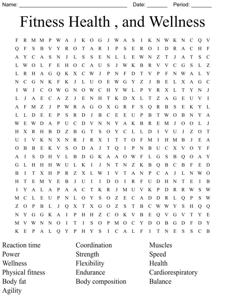 Printable Wellness Word Search Puzzle - Printable JD