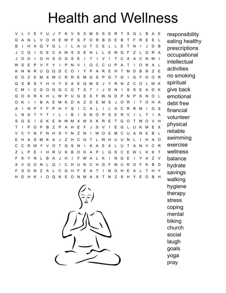 Printable Wellness Word Search Puzzle - Printable JD